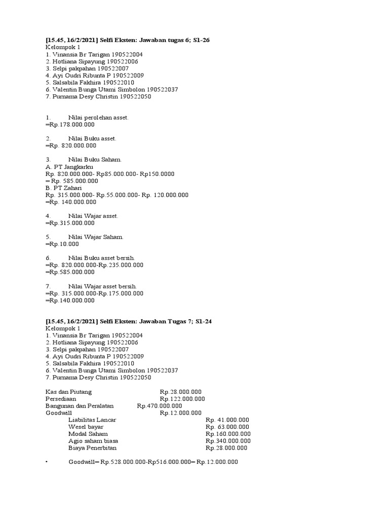 Jawaban Tugas AKL 2 | PDF