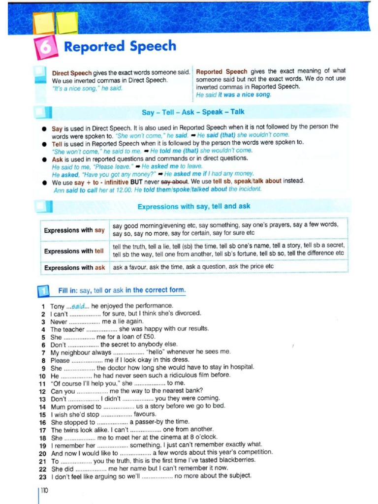 Reported Speech | PDF