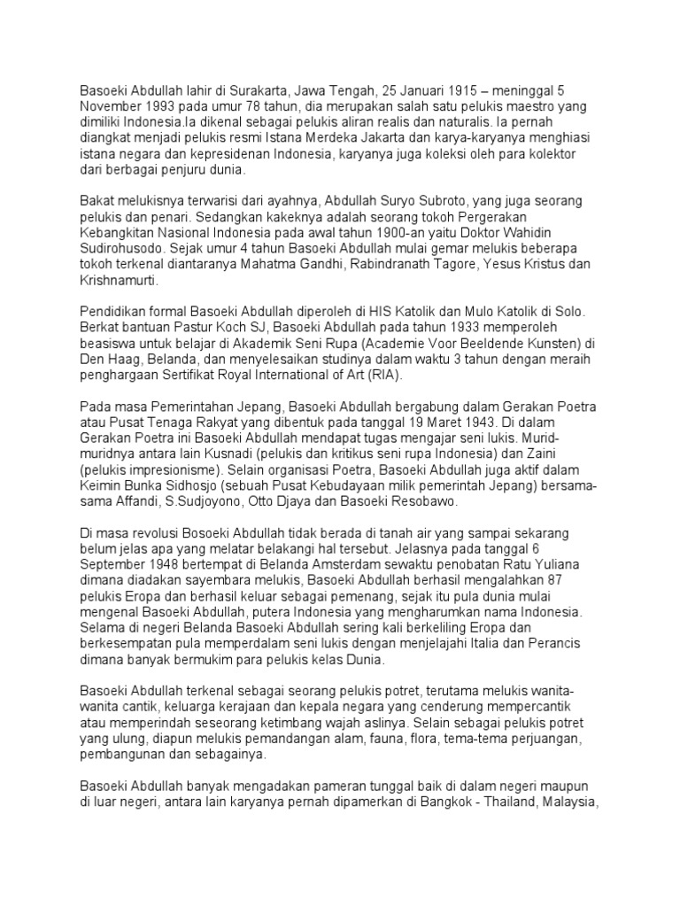 Lukisan Karya Basuki Abdullah | PDF