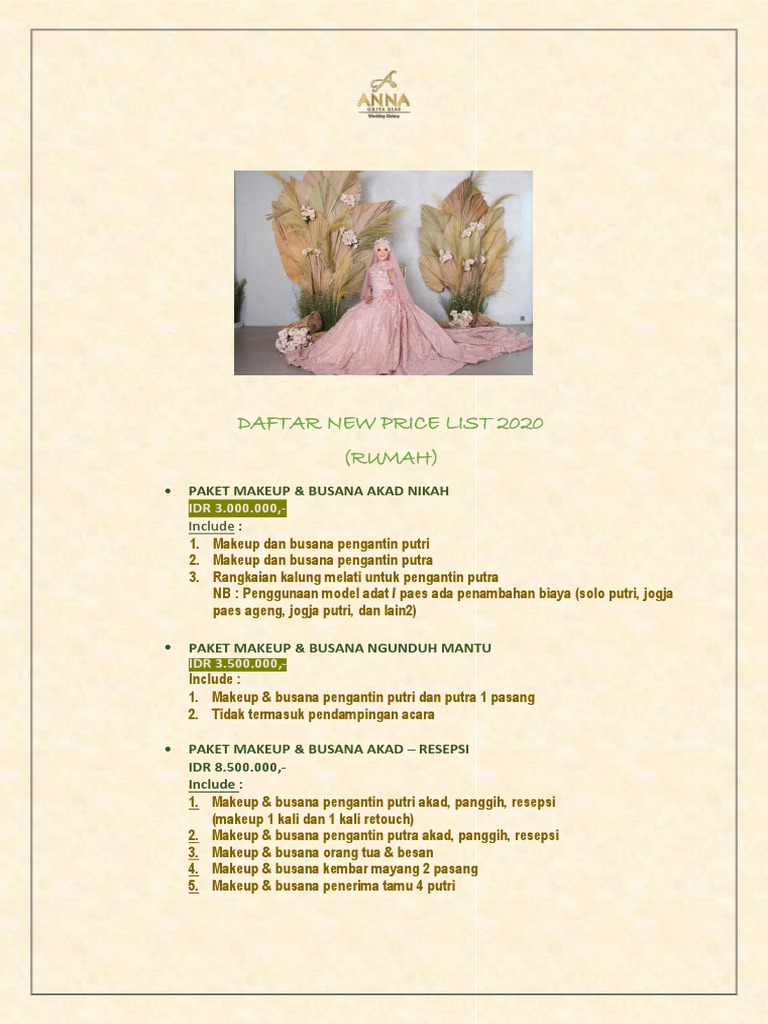Daftar New Price List Rumah Anna Griya Rias 2021 New | PDF