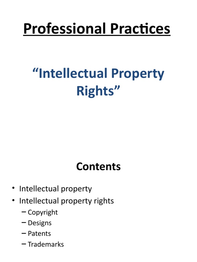 Professional Practices: "Intellectual Property Rights" | PDF ...