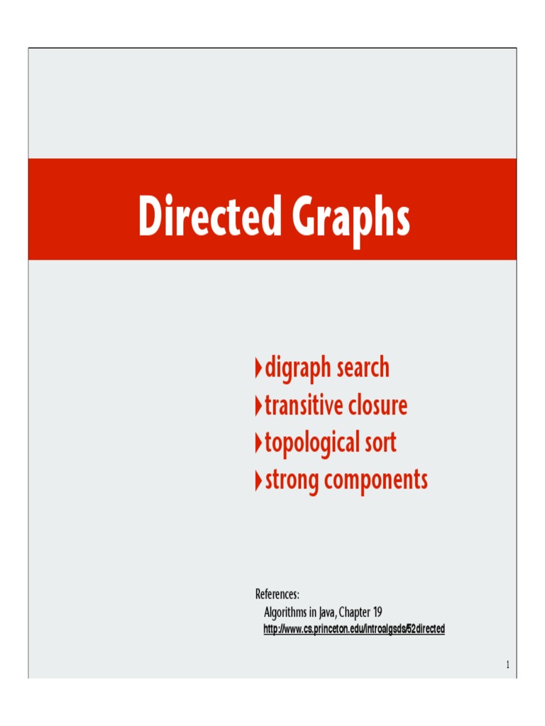 Directed Graphs: Digraph Search Transitive Closure Topological Sort ...