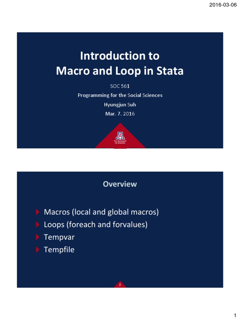 Stata Macros and Loops Guide | PDF | Control Flow | Macro (Computer ...