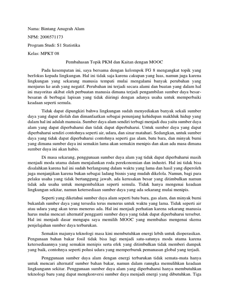 Kelas 08-FMIPA-Bintang Anugrah Alam-2006571173-LTM Minggu 13 Hubungan Antara Topik PKM Dan MOOC ...
