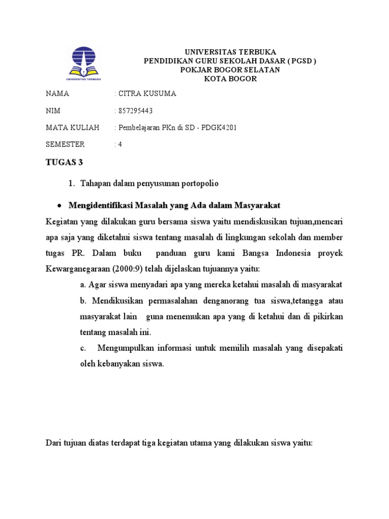 TUGAS 3 Pembelajaran PKN Di SD - Citra Kusuma | PDF