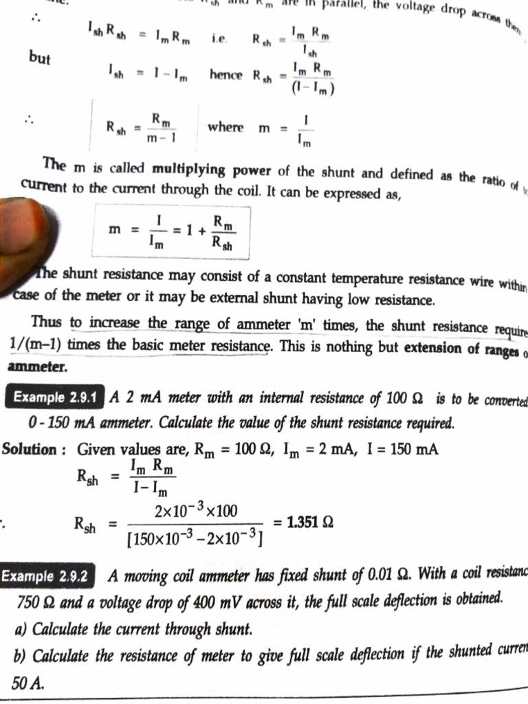 Measurement of Electrical Energy: Calculating Shunt Resistance, Meter ...