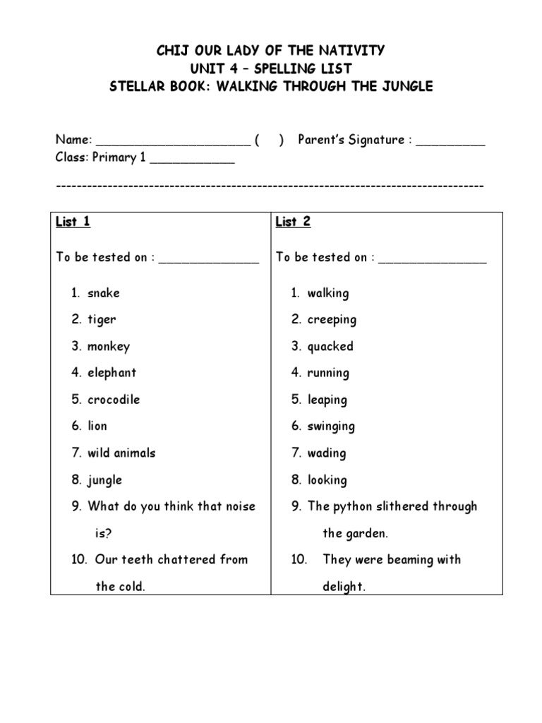 Unit 4 Walking Through The Jungle (Spelling) | PDF