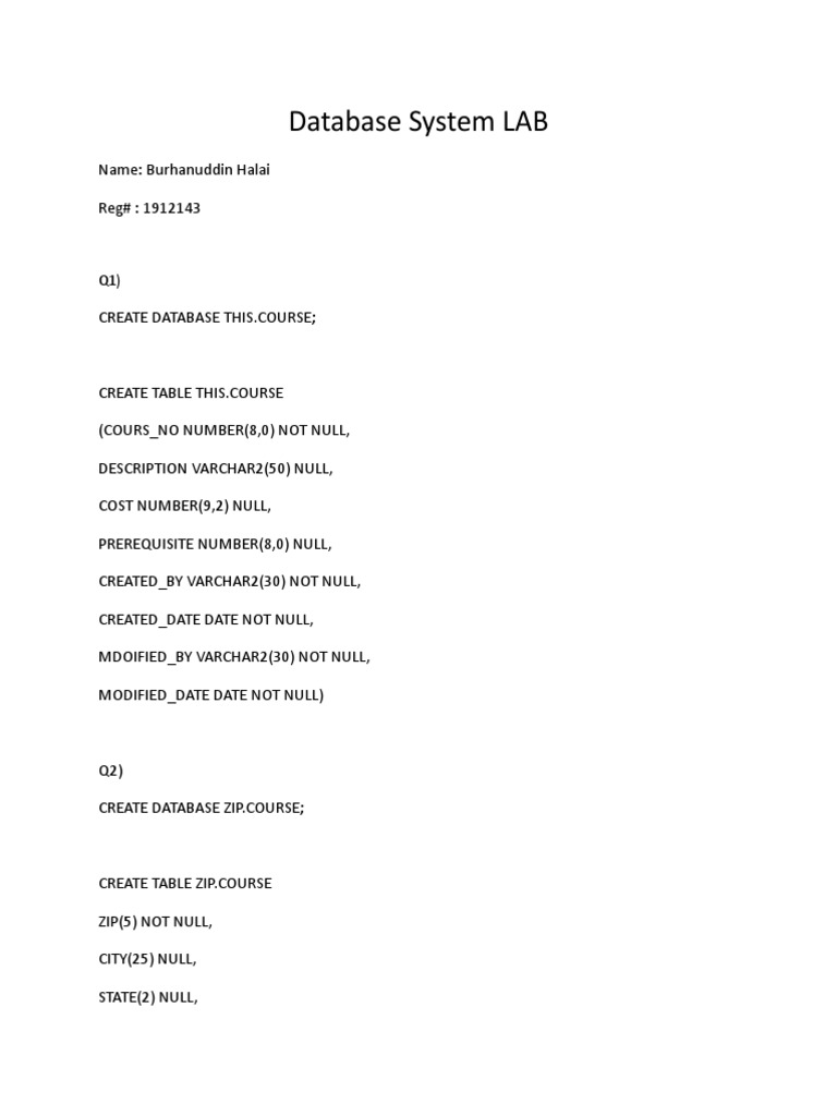 Database System LAB | PDF | Teaching Methods & Materials | Computers