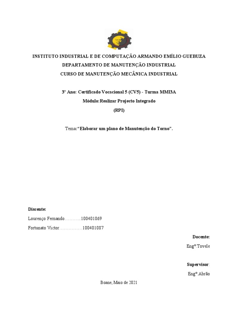 Capa (Lissane) 01 | PDF | Máquina-ferramenta | Engenharia Mecânica