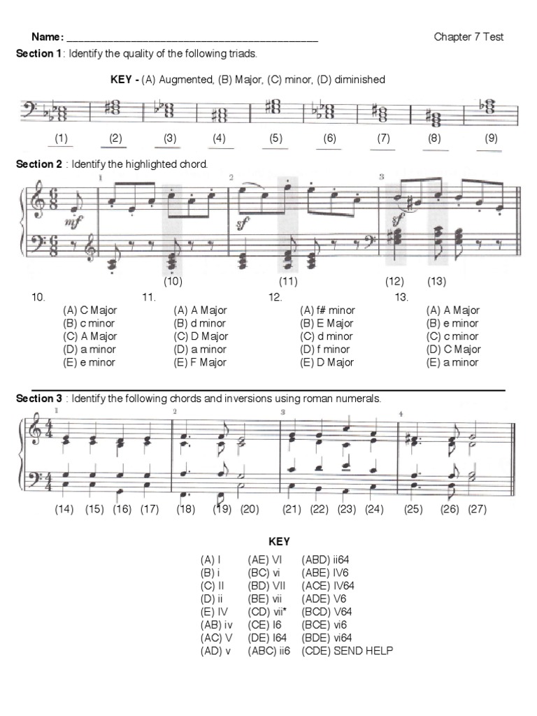 Identifying Triads, Chords, and Inversions in a Music Theory Chapter ...