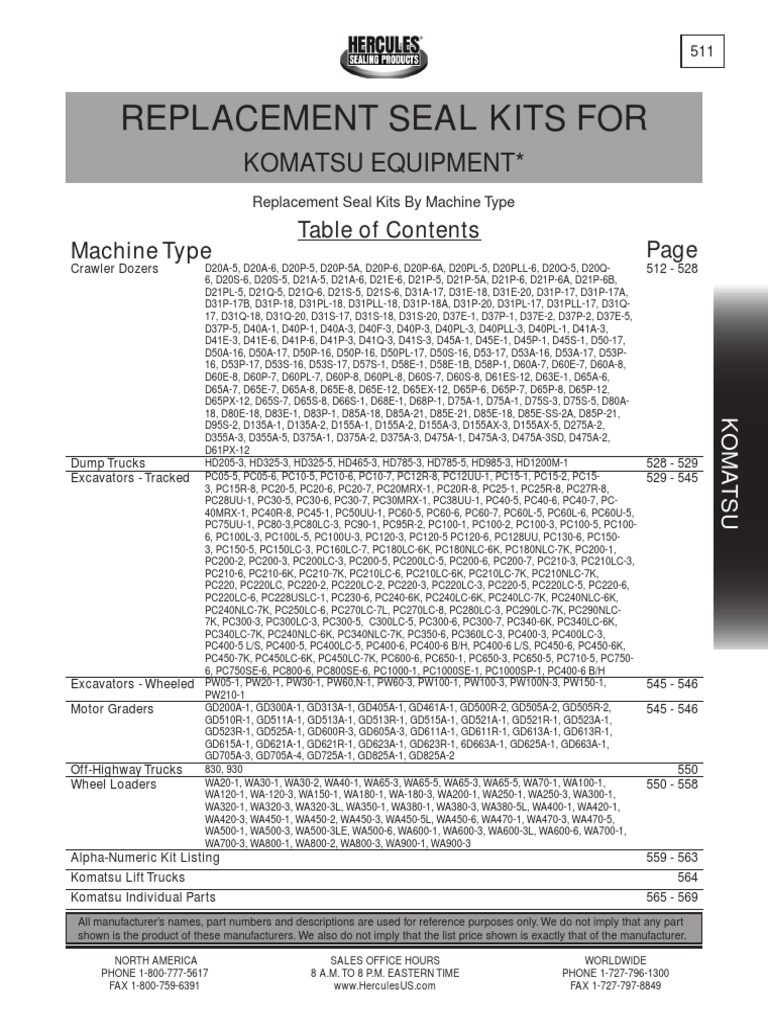 Komatsu (Hercules) Seals