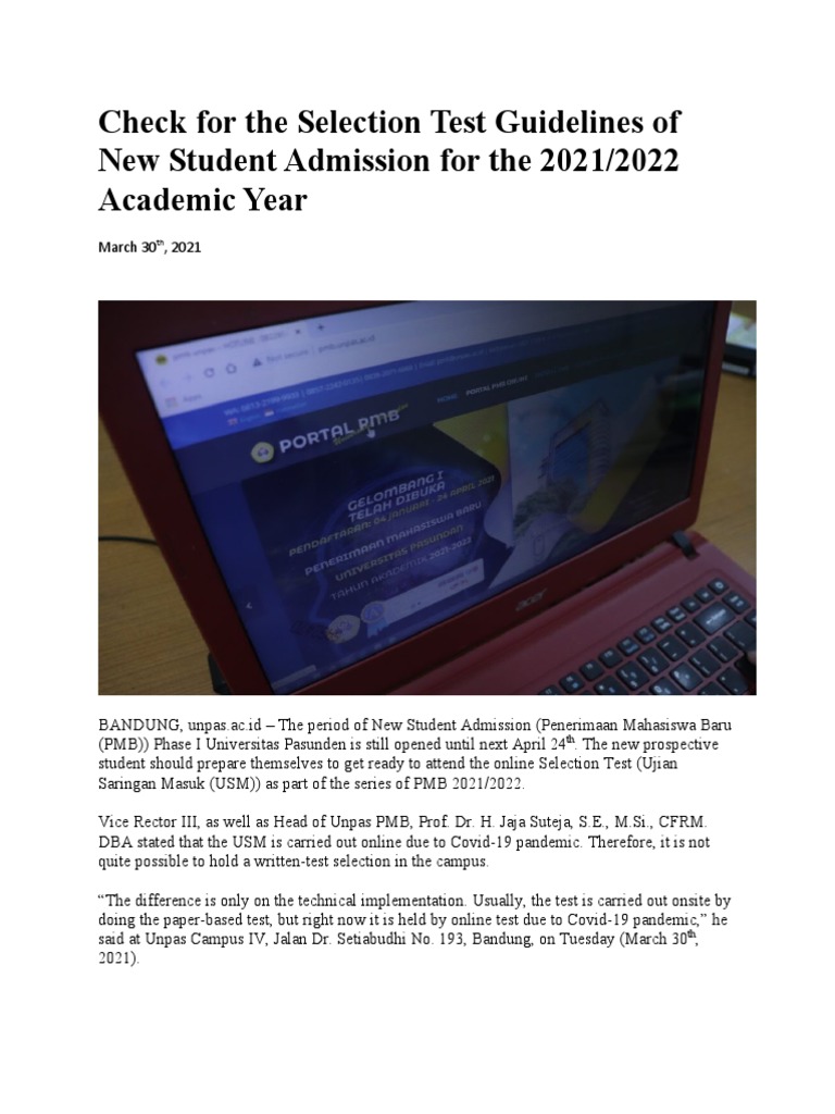 Berita Unpas - Pedoman PMB | PDF | Computers