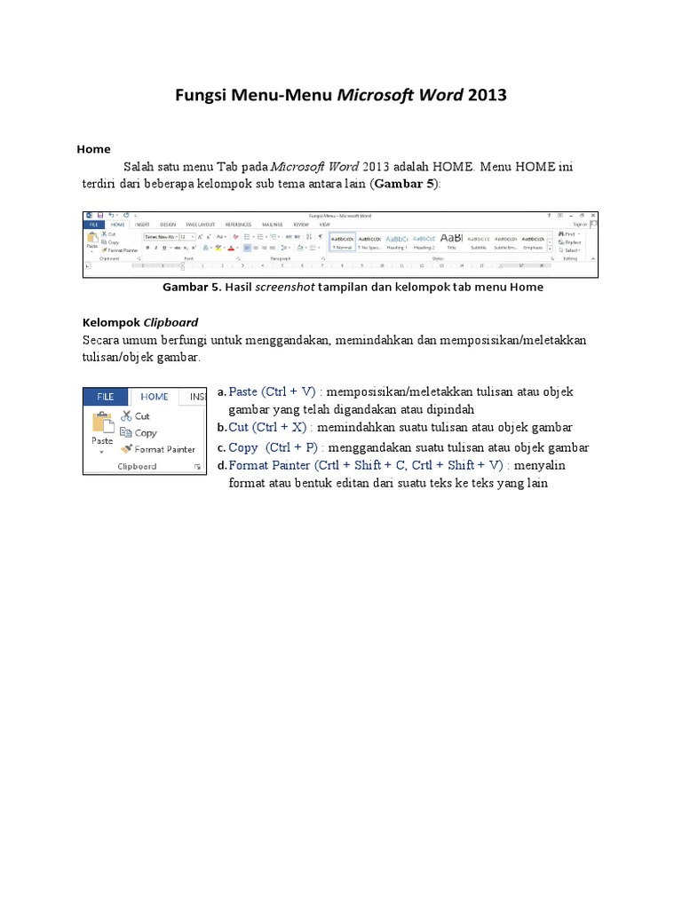Fungsi Menu-Menu Microsoft Word 2013 | PDF