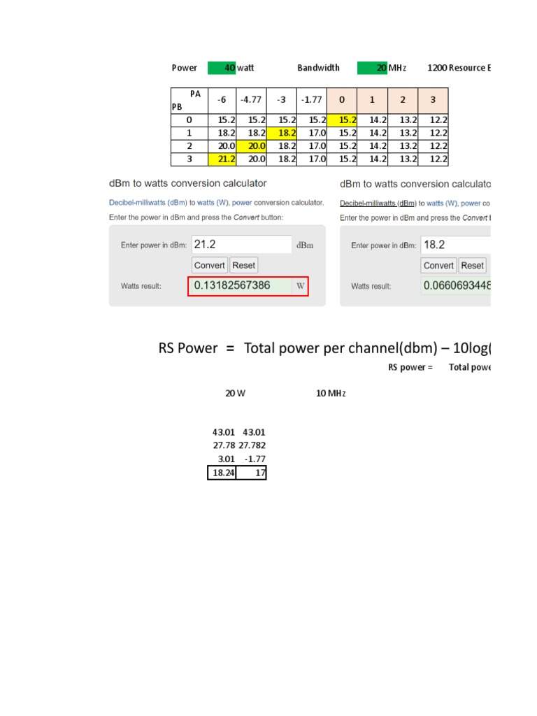 PA/PB Power Calculations in LTE | PDF