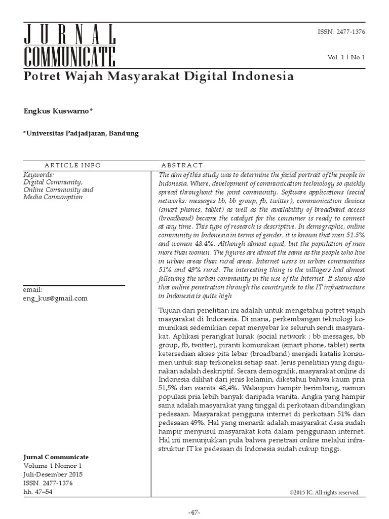 Potret Wajah Masyarakat Digital Indonesia Pdf
