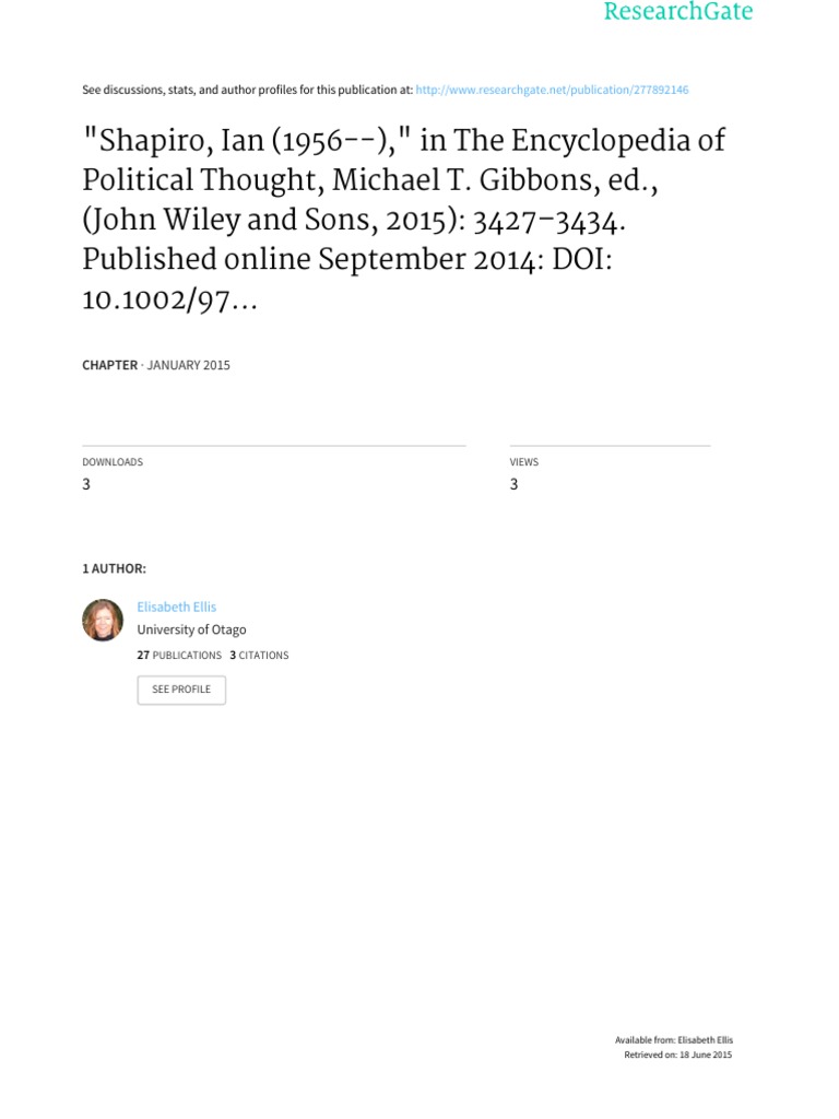Shapiro Intellectual Biography | PDF | Political Philosophy | Theory