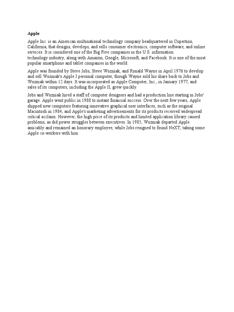 Apple Inc. Company Overview | PDF | Social Science | Art