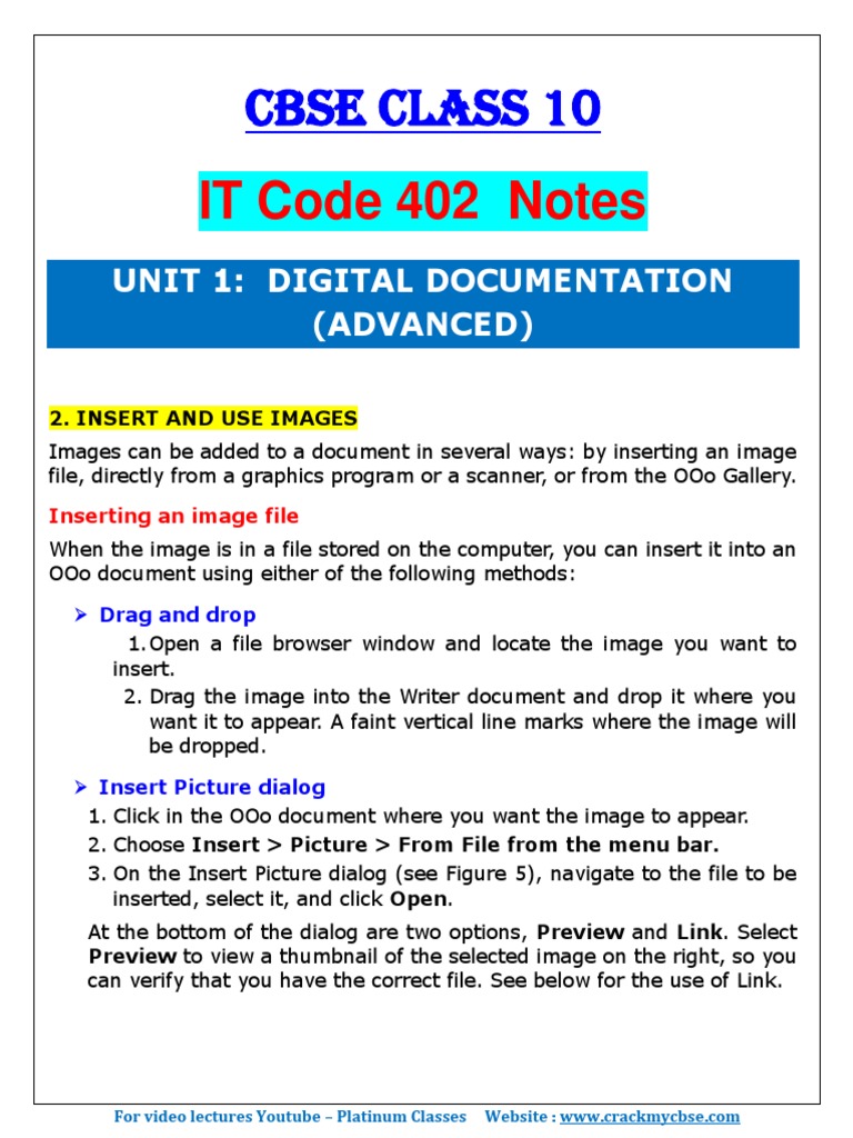 IT Code 402 Notes: CBSE Class 10 | PDF | Computer Graphics | Graphics