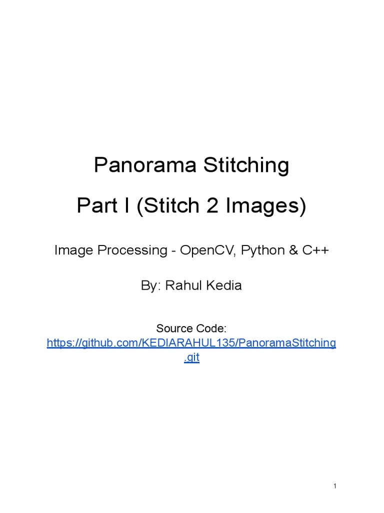 Panorama Stitching | PDF | Imaging | Computer Programming