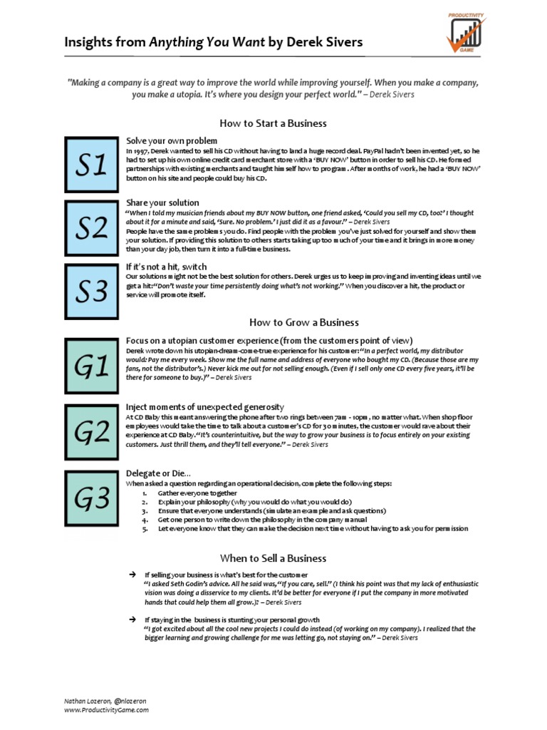 Insights from Derek Sivers' "Anything You Want" | PDF