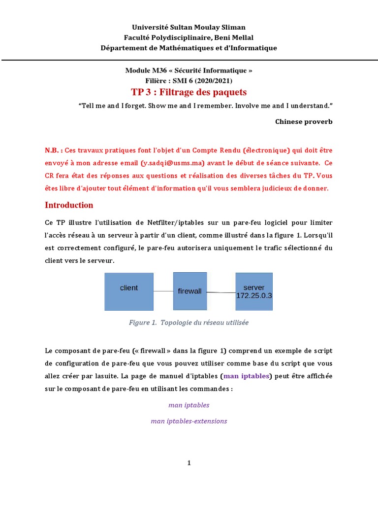 TP3 Iptables | PDF | Serveur (Informatique) | Pare-feu (informatique)