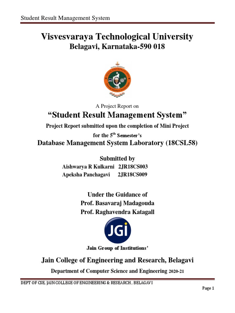 Student Result Management System DBMS Project | Download Free PDF ...