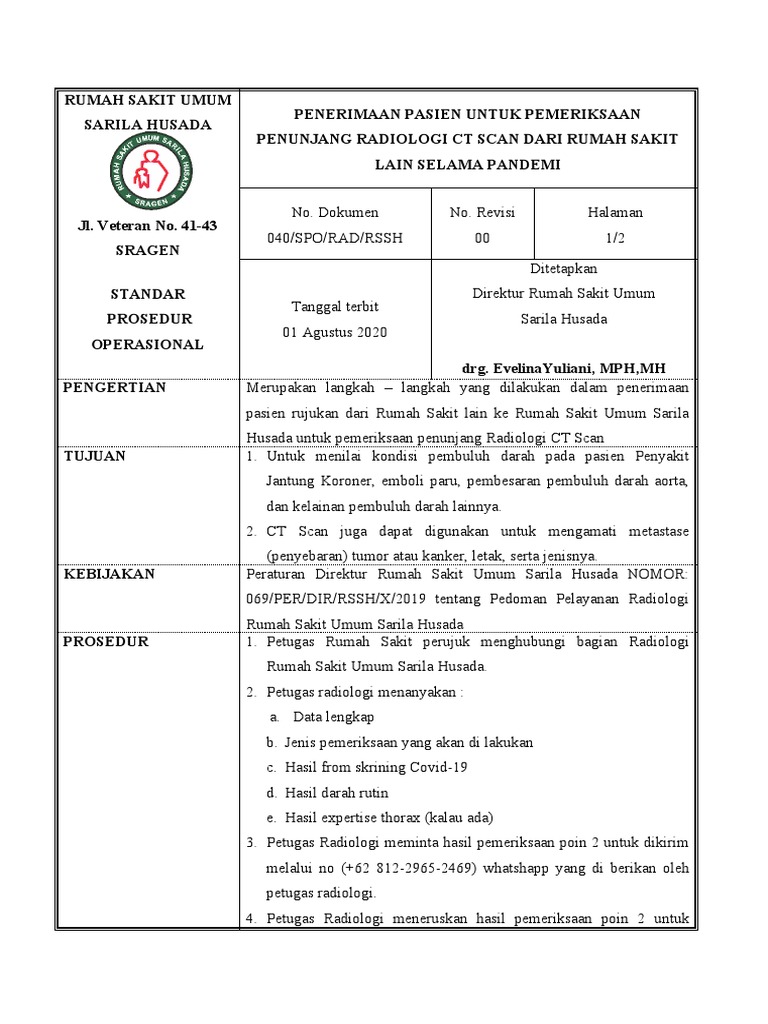 Sop CT Scan | PDF