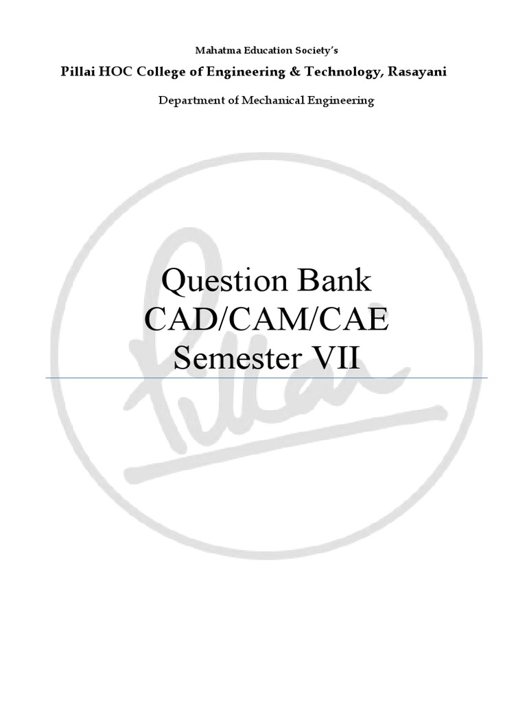 Question Bank - Cad Cam Cae | PDF | Computer Aided Design | Numerical ...