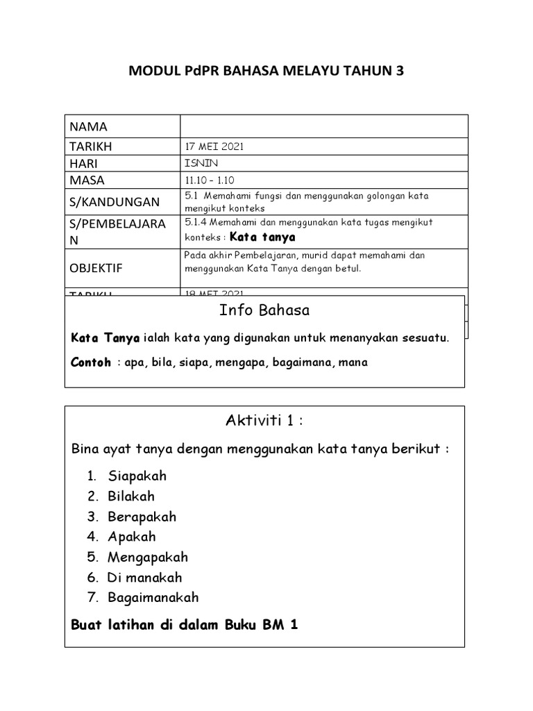 MODUL PDPR BM T3 | PDF