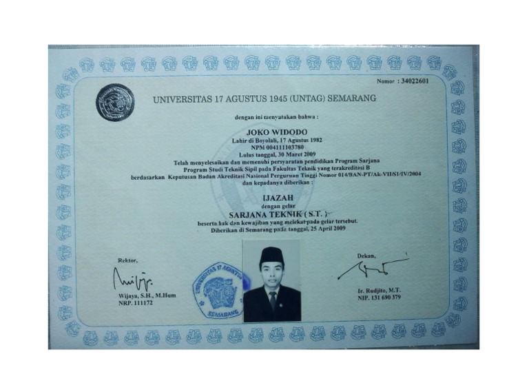 Ijazah Warna Joko Widodo | PDF