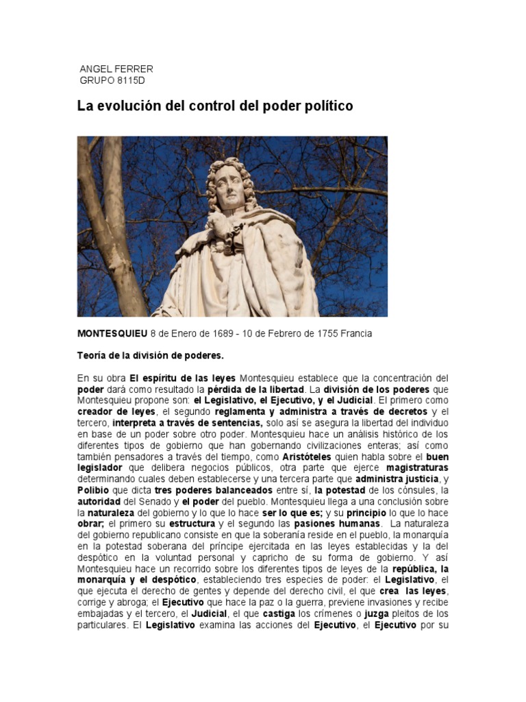 Evolución Del Poder Político | PDF | Parlamento | Separación de poderes