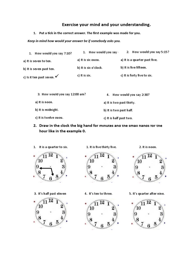 Exercise Your Mind and Your Understanding.: 1. Put A Tick in The ...