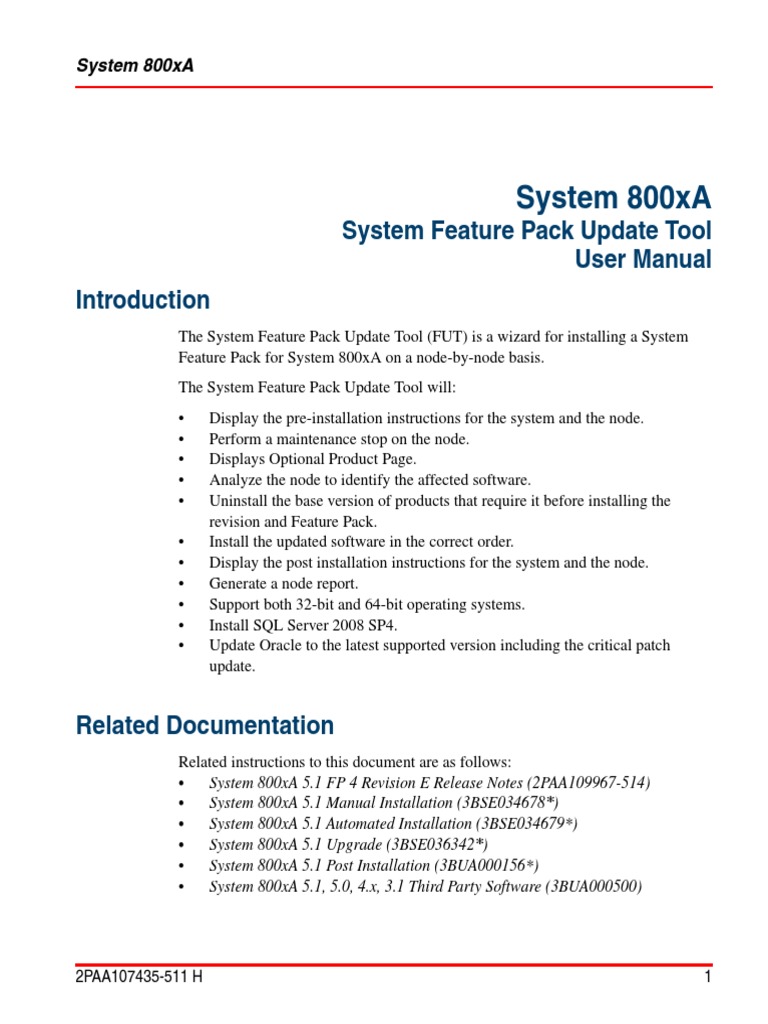 System 800xa: System Feature Pack Update Tool User Manual | PDF ...