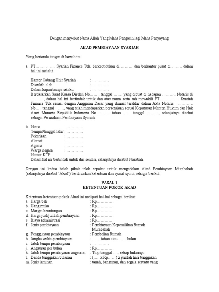 Akad Pembiayaan Syariah | PDF