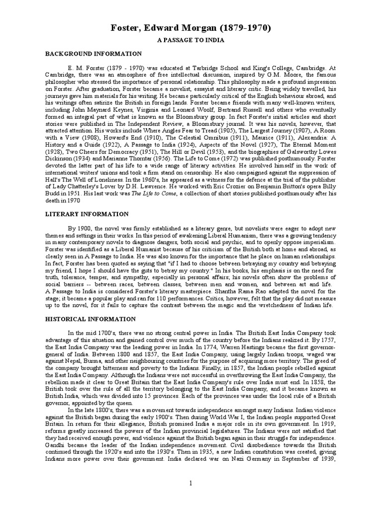 Forster, E. M. - A Passage To India | PDF | E. M. Forster | Unrest