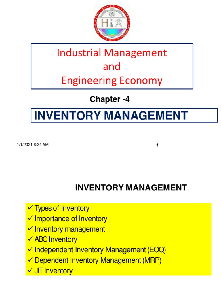 Chapter 4 - Inventory MGT | PDF | Inventory | Supply Chain Management