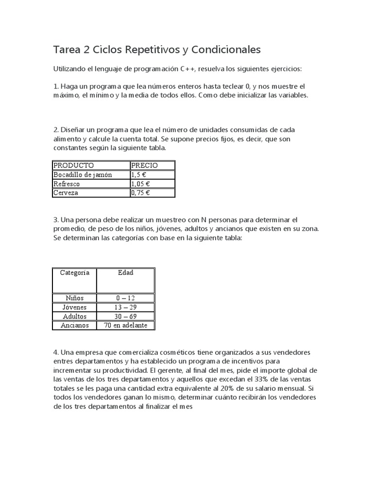 Programacion Ciclos Repetitivos y Condicionales | PDF