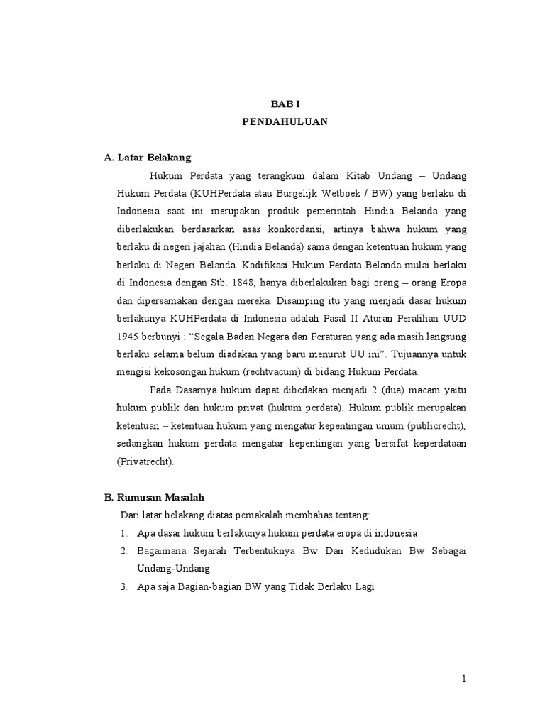 Dasar Hukum Perdata BW | PDF