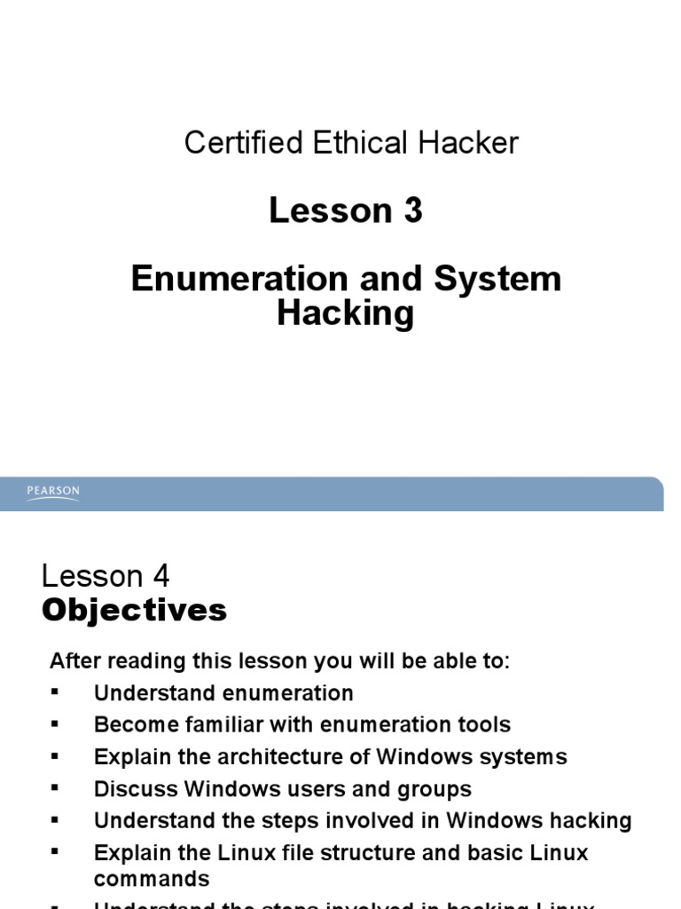 CEH Lesson 3 - Enumeration and System Hacking | PDF | Password | Security Engineering
