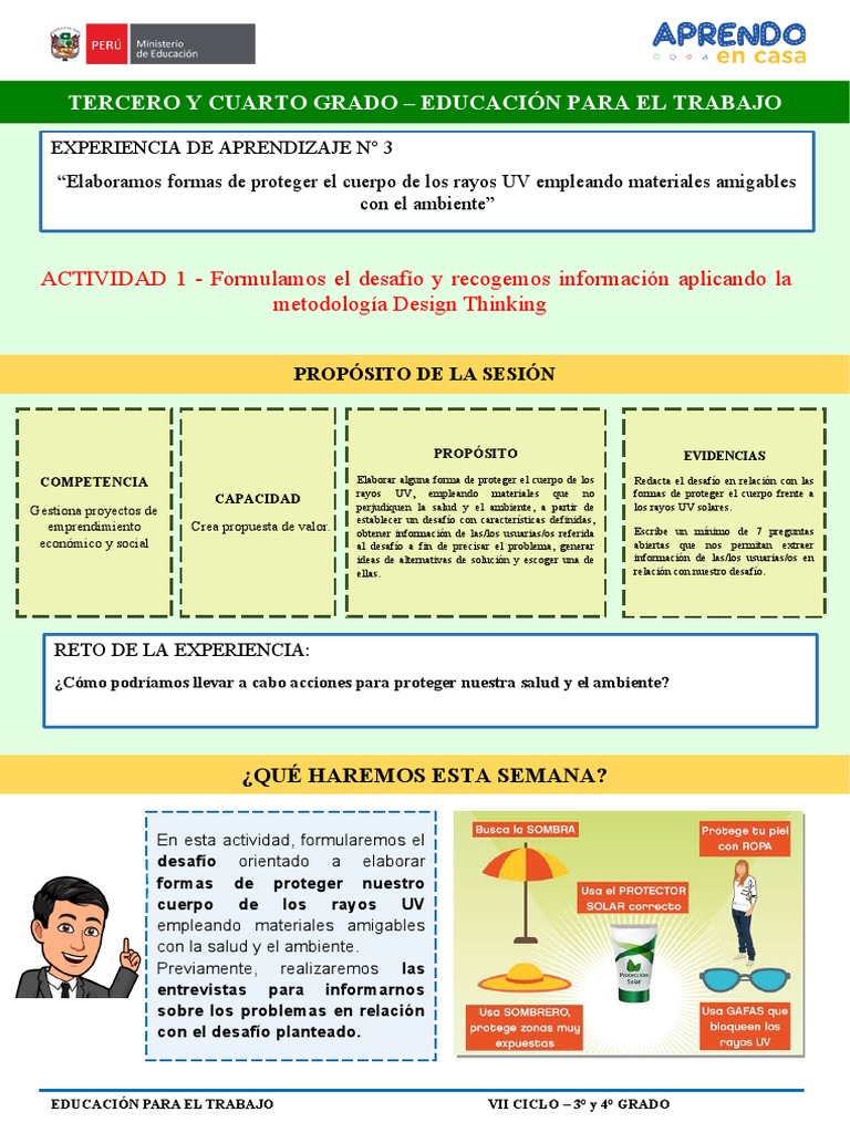 III EXPERIENCIA DE APRENDIZAJE - ACT 1 - 3° y 4° GRADO | PDF | Información | Aprendizaje