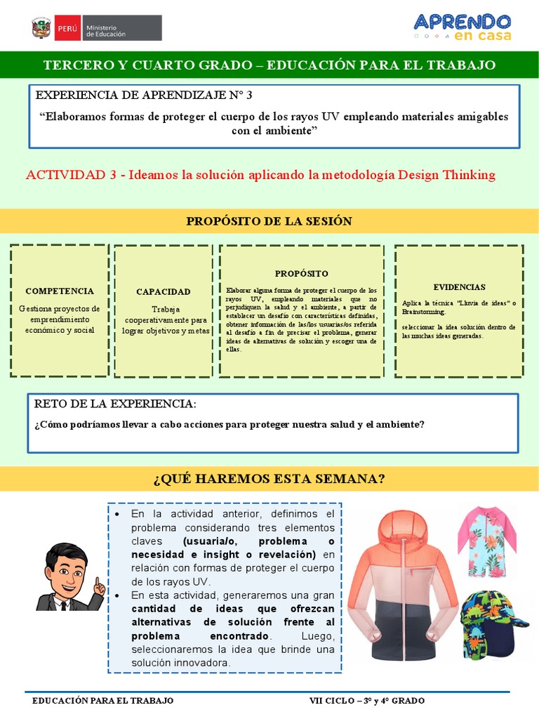 III EXPERIENCIA DE APRENDIZAJE - ACT 3 - 3° y 4° GRADO | PDF | Lluvia de ideas | Algodón
