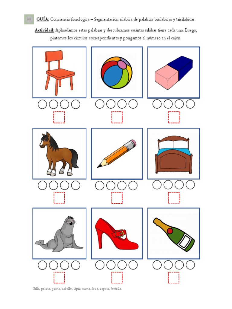 Conciencia Fonológica - Segmentación Silábica de Palabras Bisilábicas y ...