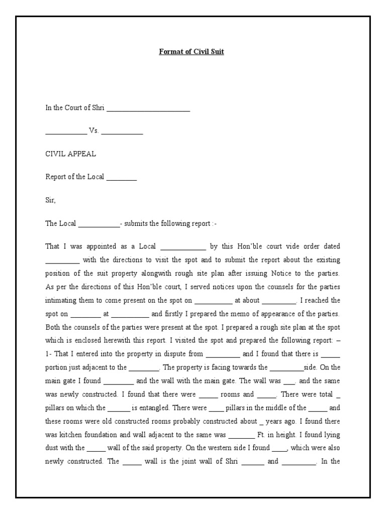 Format of Civil Suit | PDF