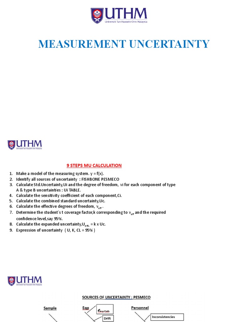 9 Steps to Calculate Measurement Uncertainty | PDF