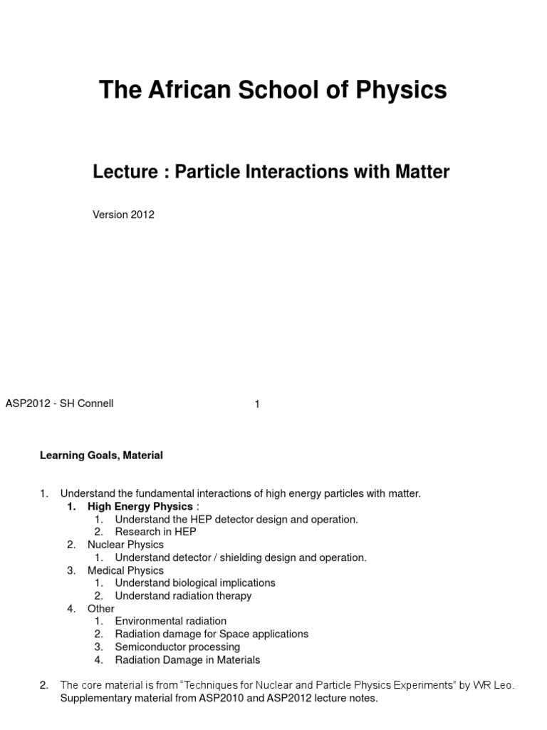 Understanding Particle Interactions Through Cross Sections and Energy ...