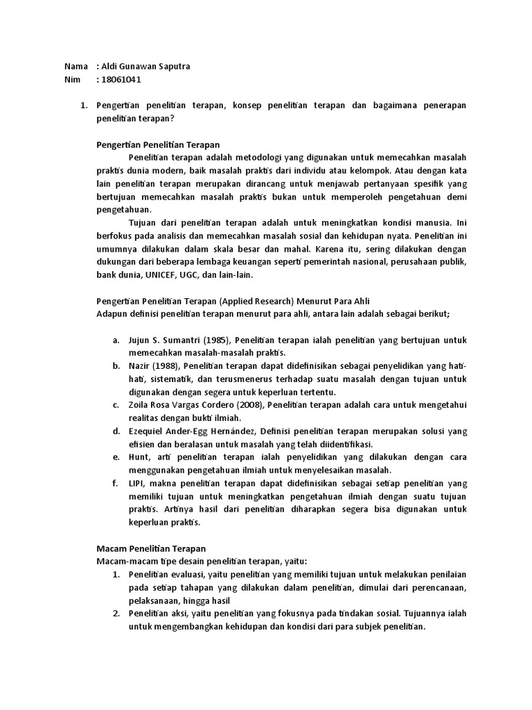 Penelitian Terapan - Aldi Gunawan Saputra | PDF