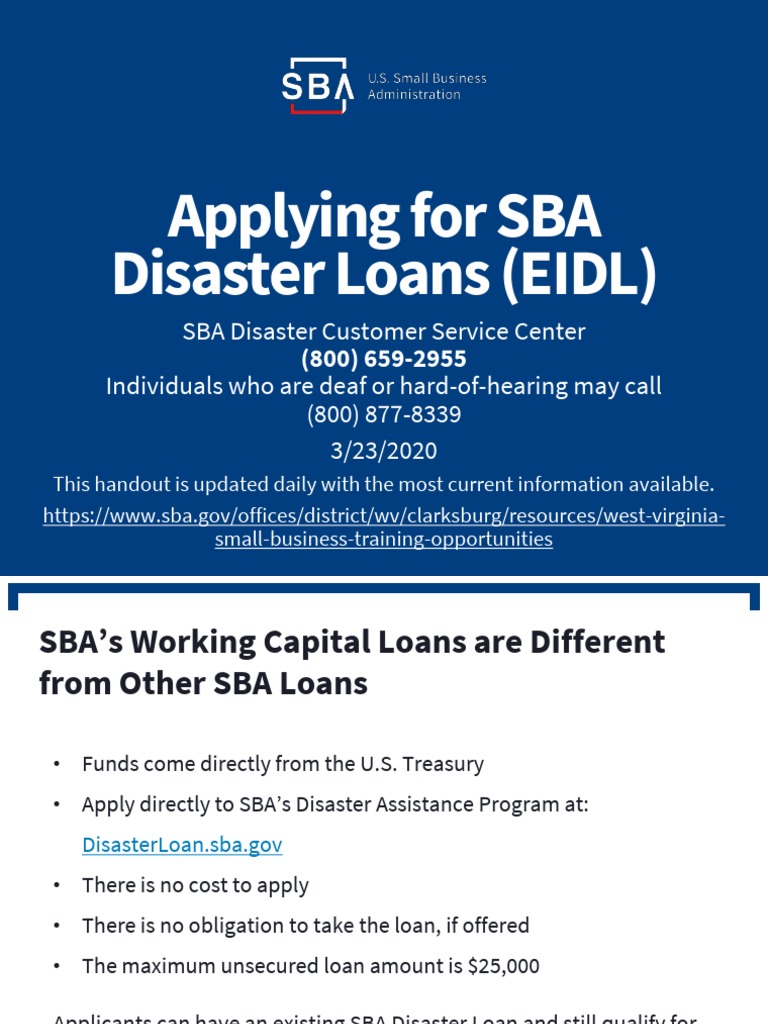 Applying For SBA Disaster Loans (EIDL) | PDF | Small Business ...