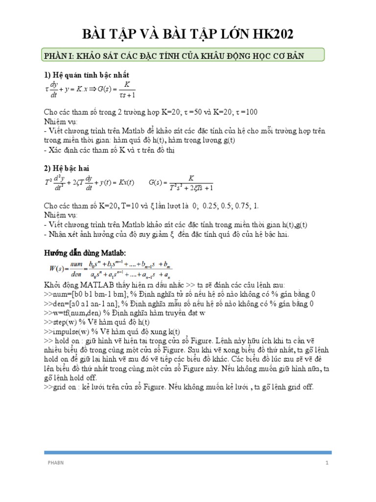 Bai Tap Và BTL NG D NG Simulink | PDF