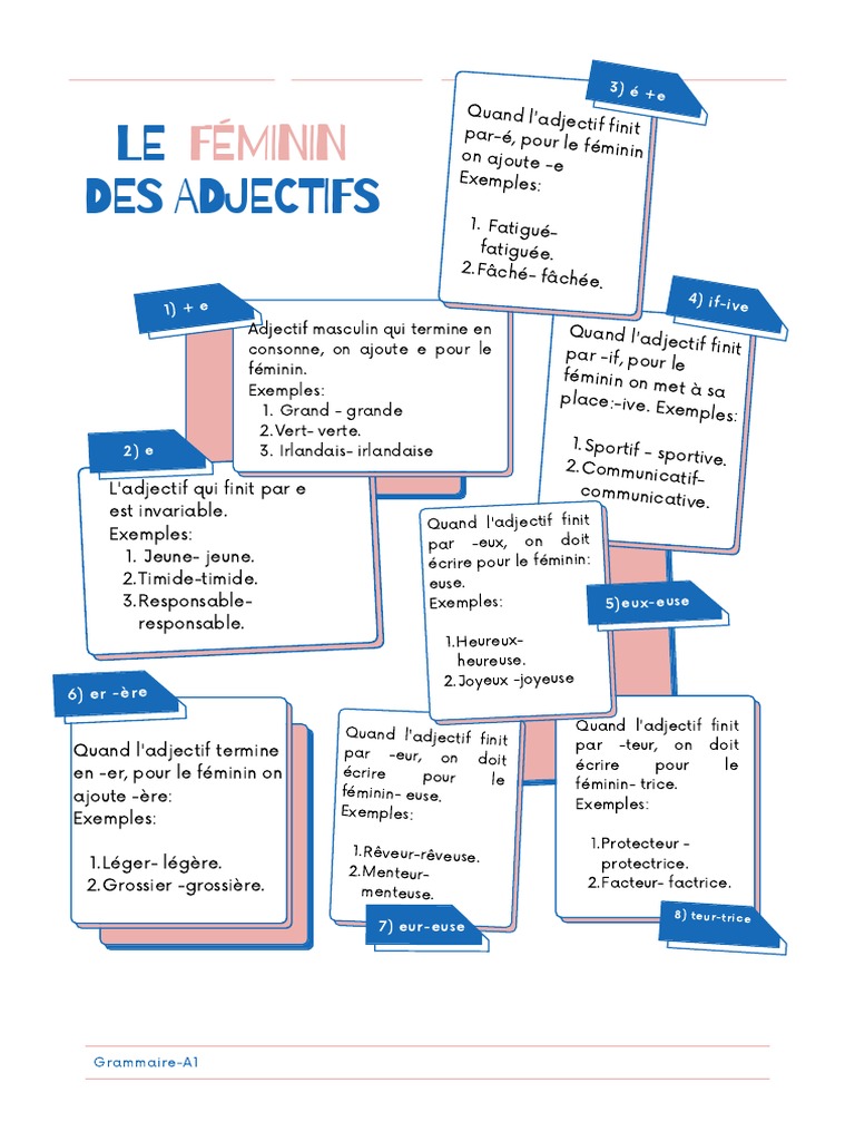 Féminisation des Adjectifs en Français | PDF | Langues | Arts du ...