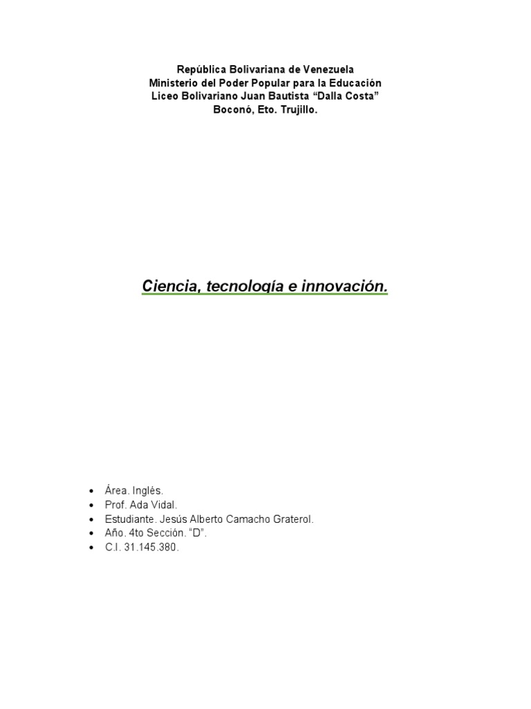 Ingles Prof Ada Vidal 3er Lapso 1er Ref 4to Año Secc D Est - Jesus A ...